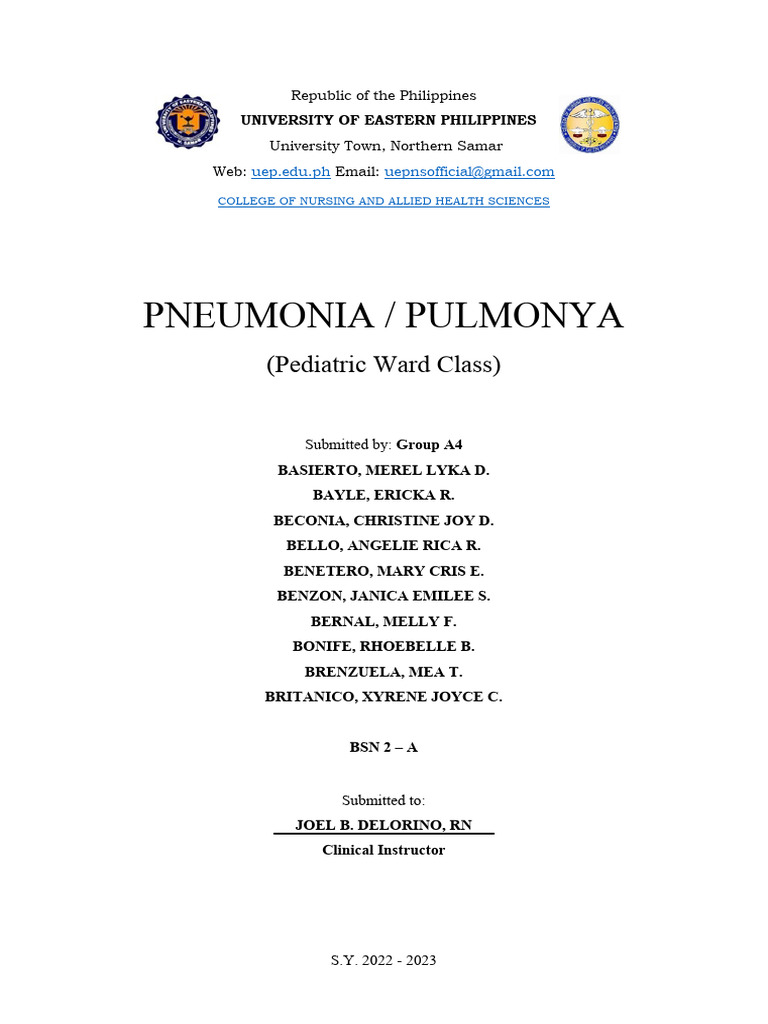 PNEUMONIA A4 Pedia-Ward-Class | PDF