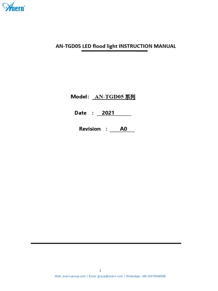 AN-TGD05 LED Flood Light Manual | PDF | Lighting | Alternating Current