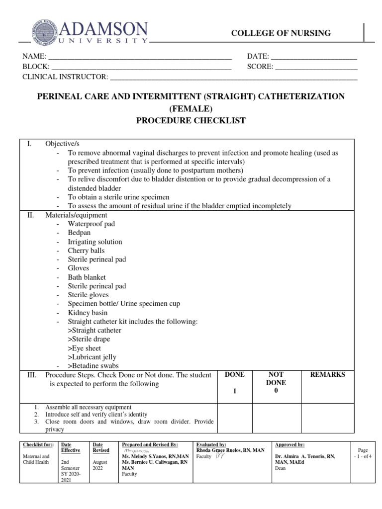 4-Perineal Care and Straight Cath | PDF | Medical Specialties ...