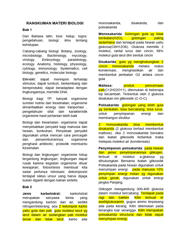 Rangkuman Materi Biologi Uts | PDF