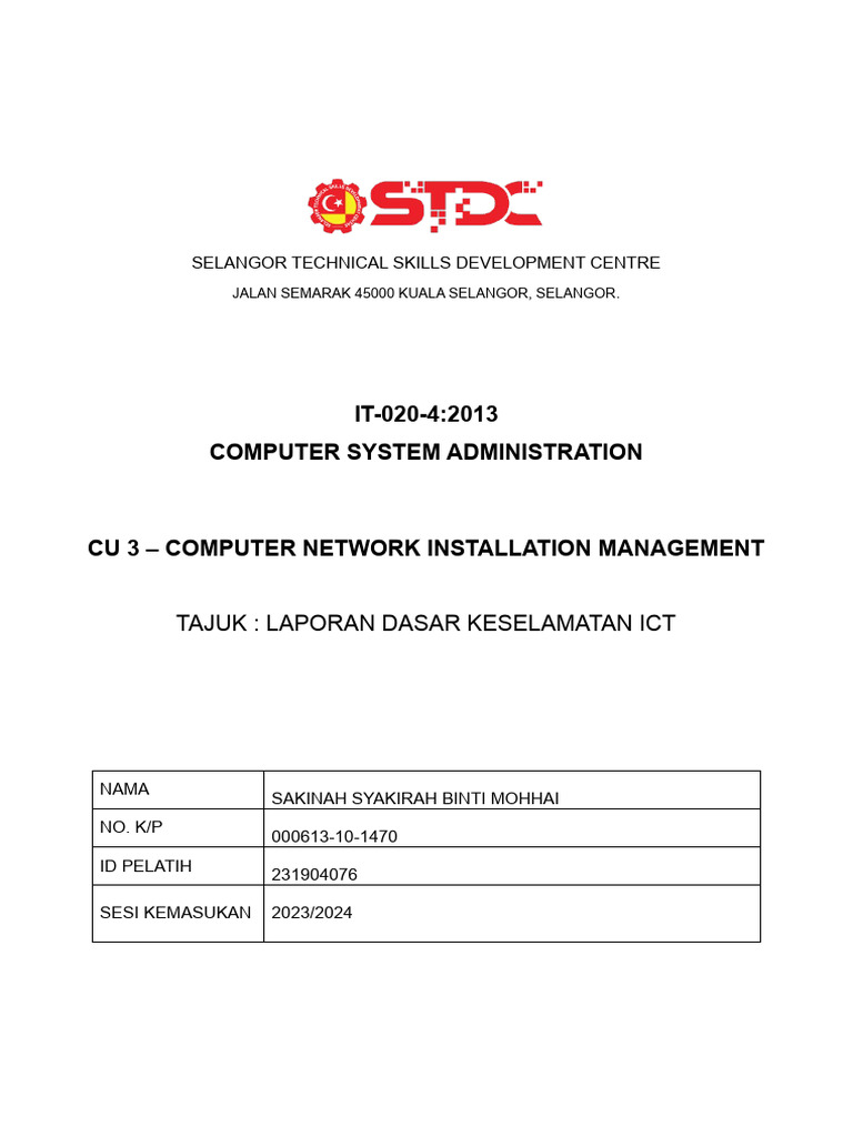 Cu3 - Laporan Dasar Keselamatan Ict 1 | PDF