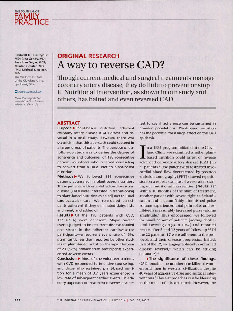 A Way To Reverse CAD | PDF | Percutaneous Coronary Intervention ...