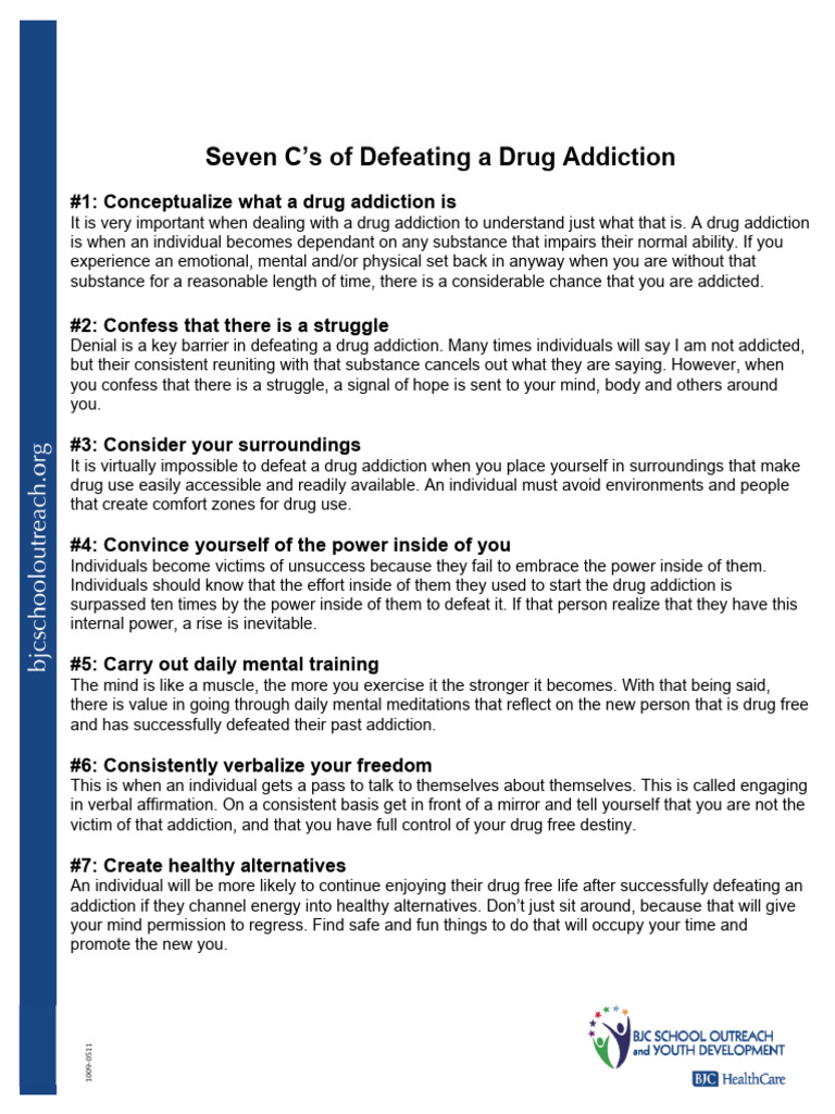 Seven C's to Overcome Drug Addiction | PDF | Substance Abuse | Mind