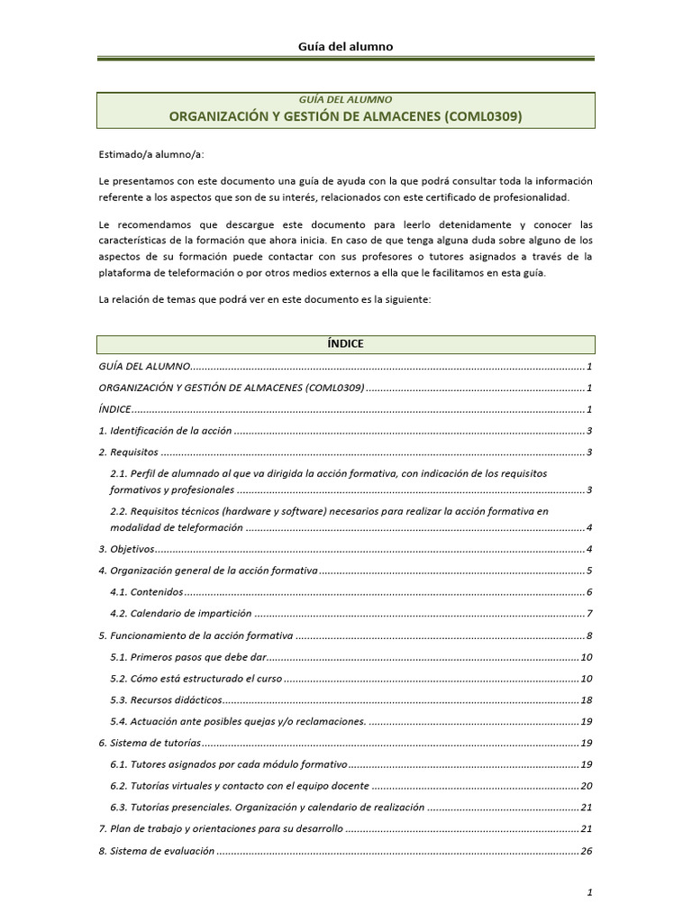 Guia Del Alumno | PDF | Almacén | Logística
