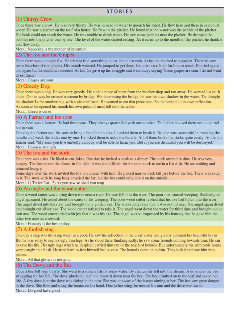 English Grammar Composition Stories Pdf