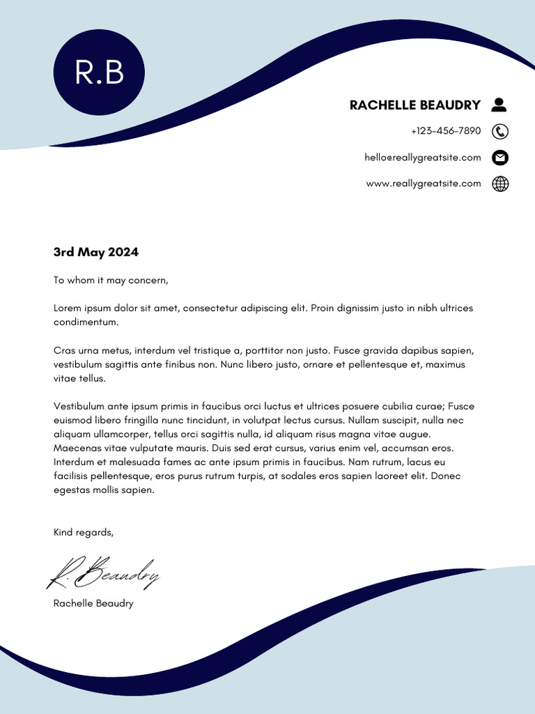 Blue Modern Professional Cover Letter | PDF