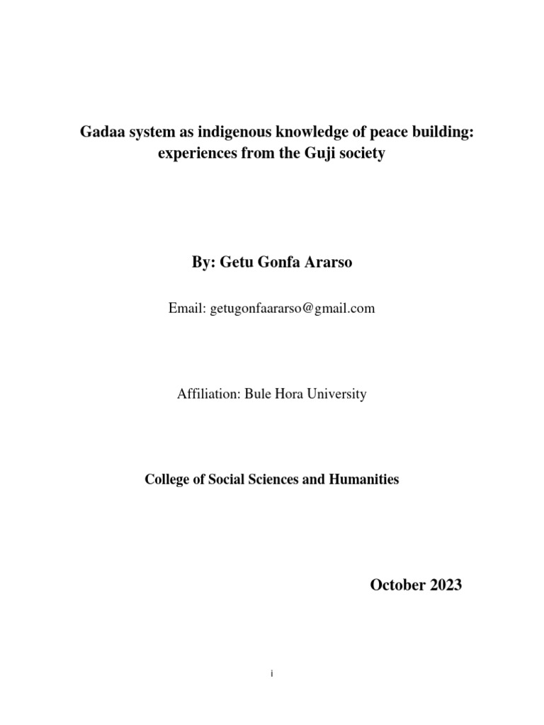 Gadaa System: Peace Building in Guji Oromo | PDF | Peace