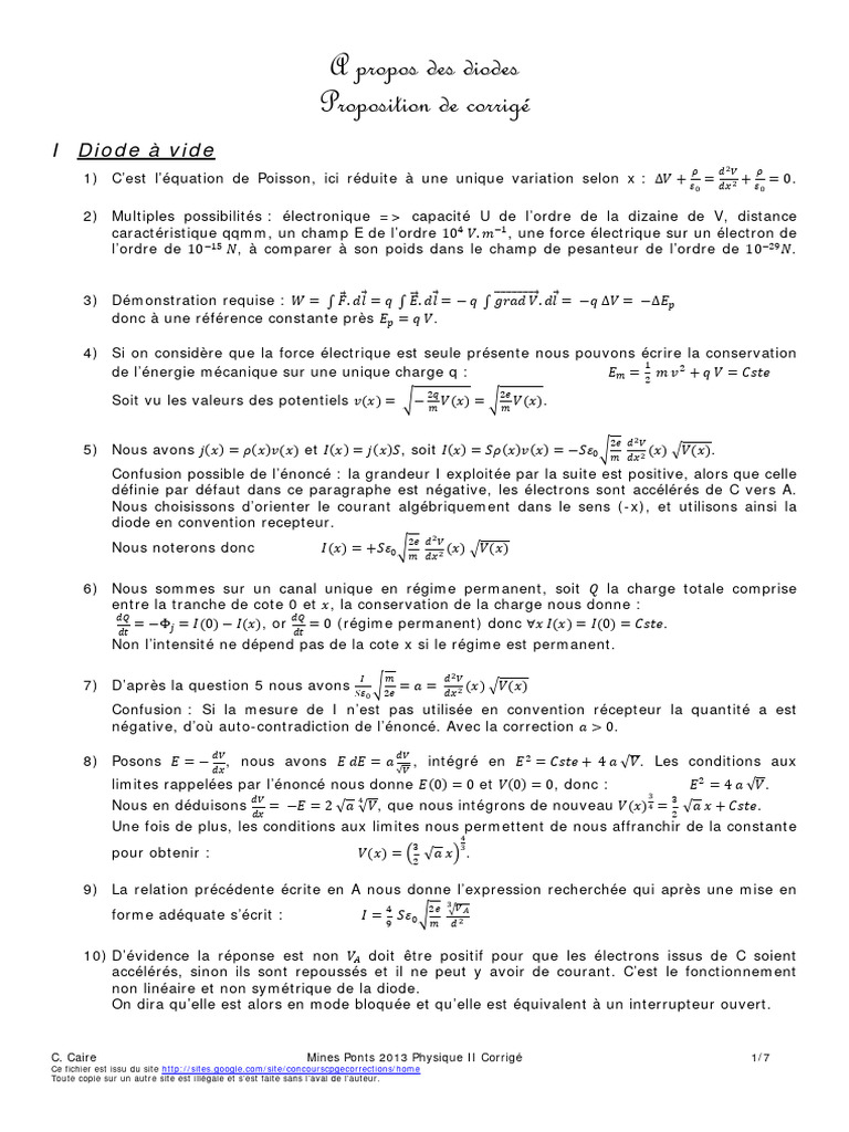 Mines Ponts MP 2013 Physique 2 Corrige | PDF | Conductivité thermique | Semi-conducteurs