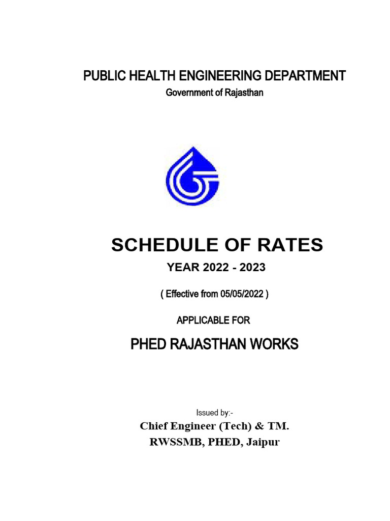 Final Phed BSR 2022 | PDF | Pipe (Fluid Conveyance) | Sheet Metal