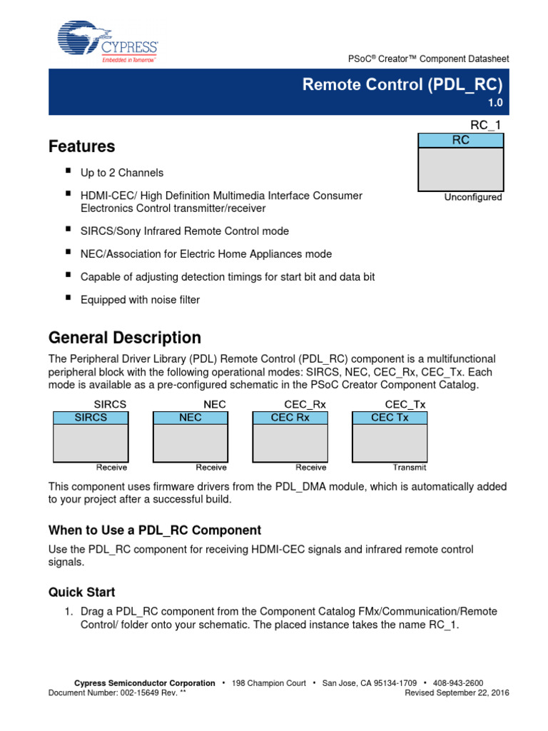 Infineon-Remote - Control - (PDL - RC) - 1.0-Software Module Datasheets ...