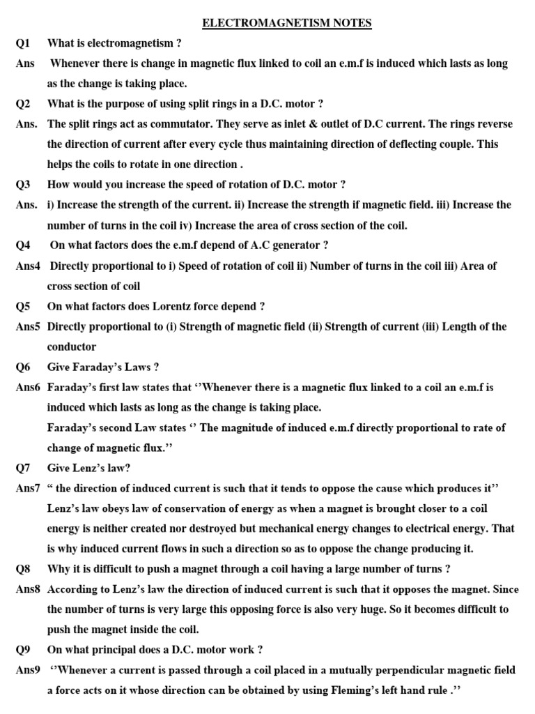 Electromagnetism Notes | PDF | Electromagnetic Induction | Inductor