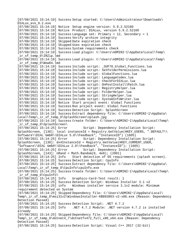 DIALux Setup Log | PDF | Windows Registry | Computer Science