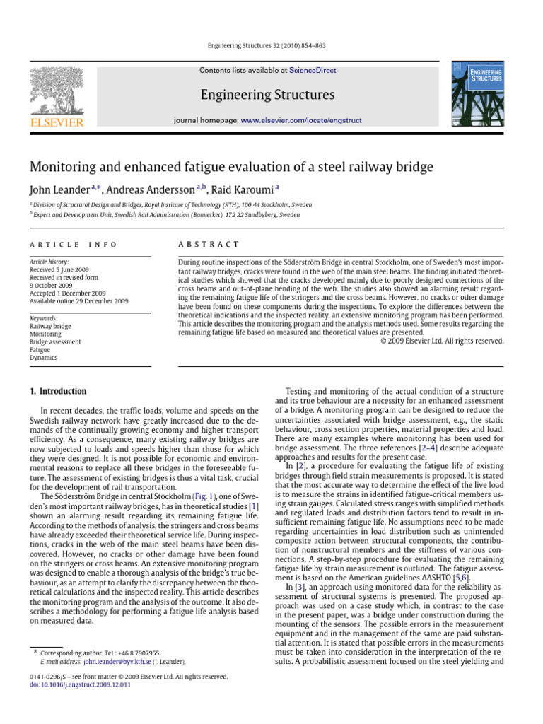 Monitoring and Enhanced Fatigue Evaluation of A Steel Railway Bridge | PDF | Fatigue (Material ...