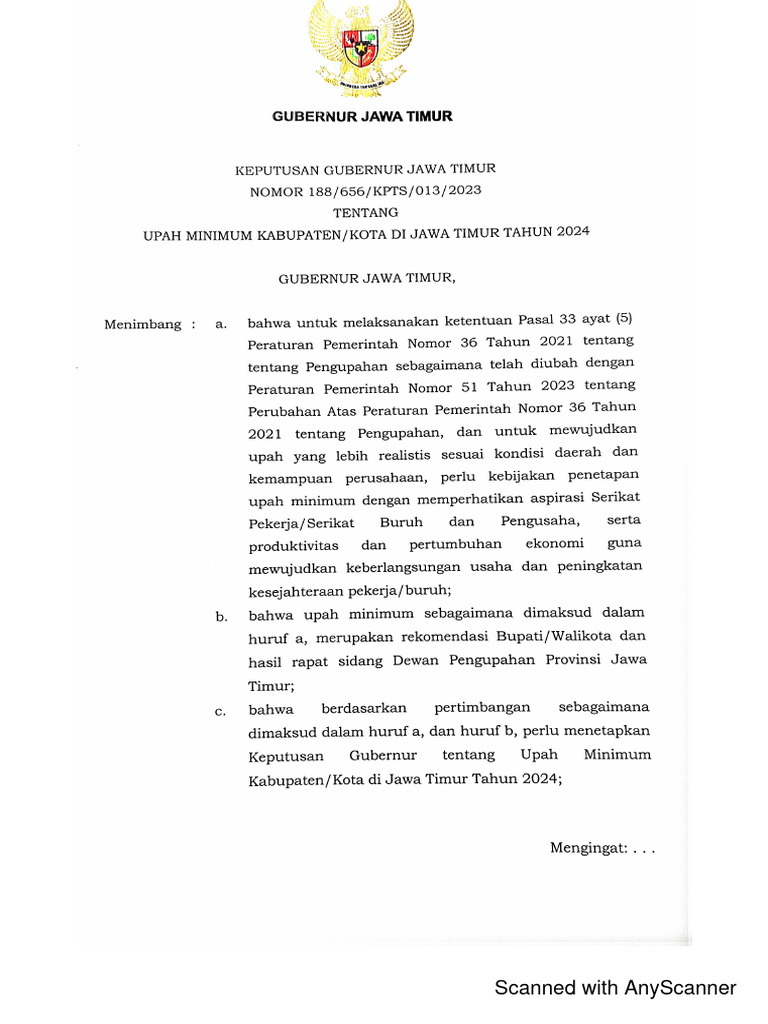 UMK Jatim 2024 | PDF