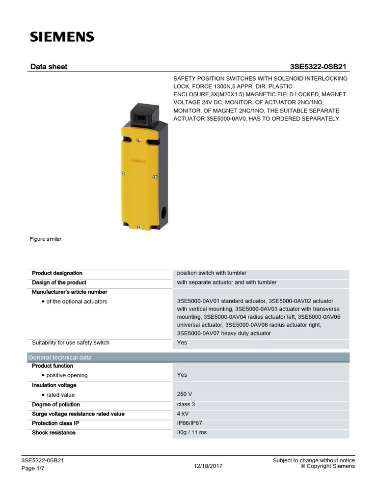 3SE53220SB21 Datasheet en | PDF | Switch | Fuse (Electrical)