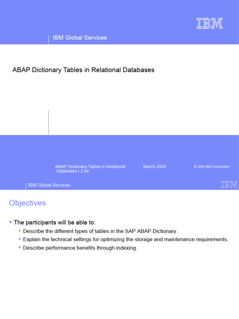 Chapter 04 - ABAP Dictionary Tables in Relational Databases | PDF | Database Index | Databases
