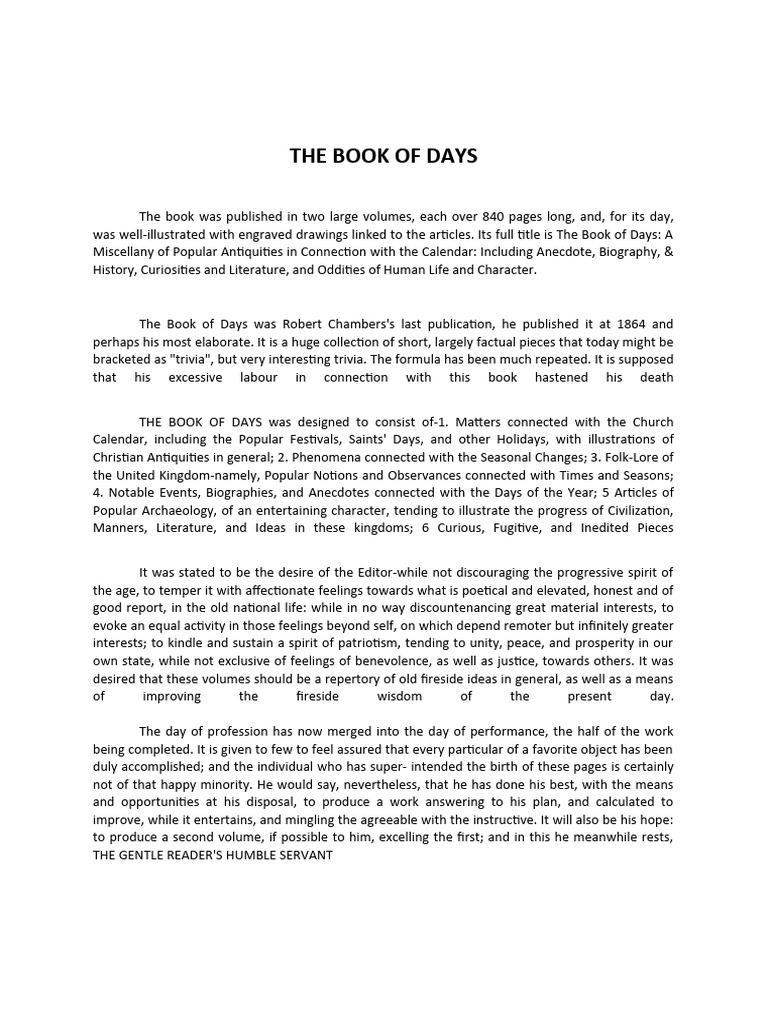 The Book of Days | PDF