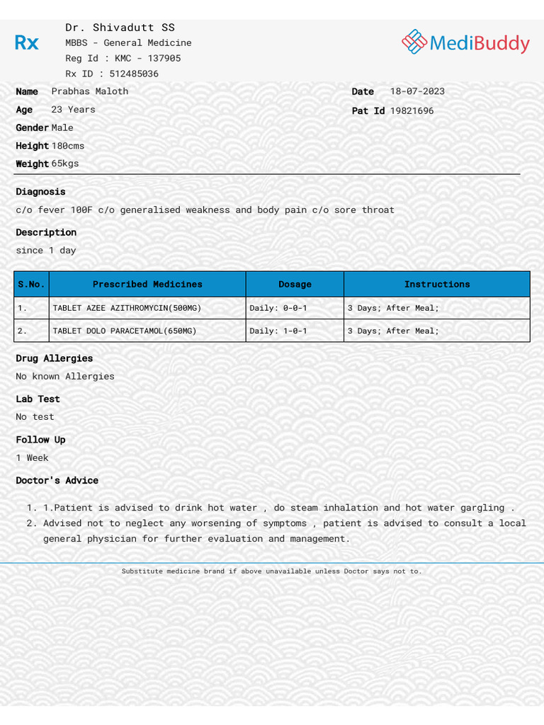 Prescription of Medibuddy | PDF