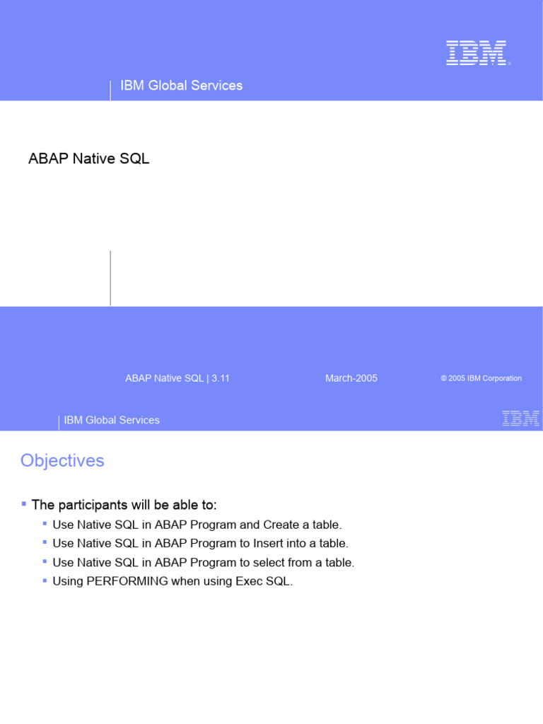Chapter 11 - ABAP Native SQL | PDF | Sql | Software Engineering Chapter 11 - ABAP Native SQL | PDF | Sql | Software Engineering