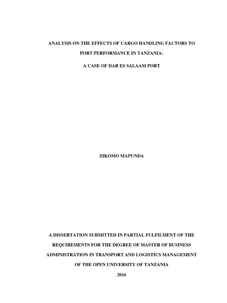 Dissertation - Mapunda Final | PDF | Port | Strategic Management