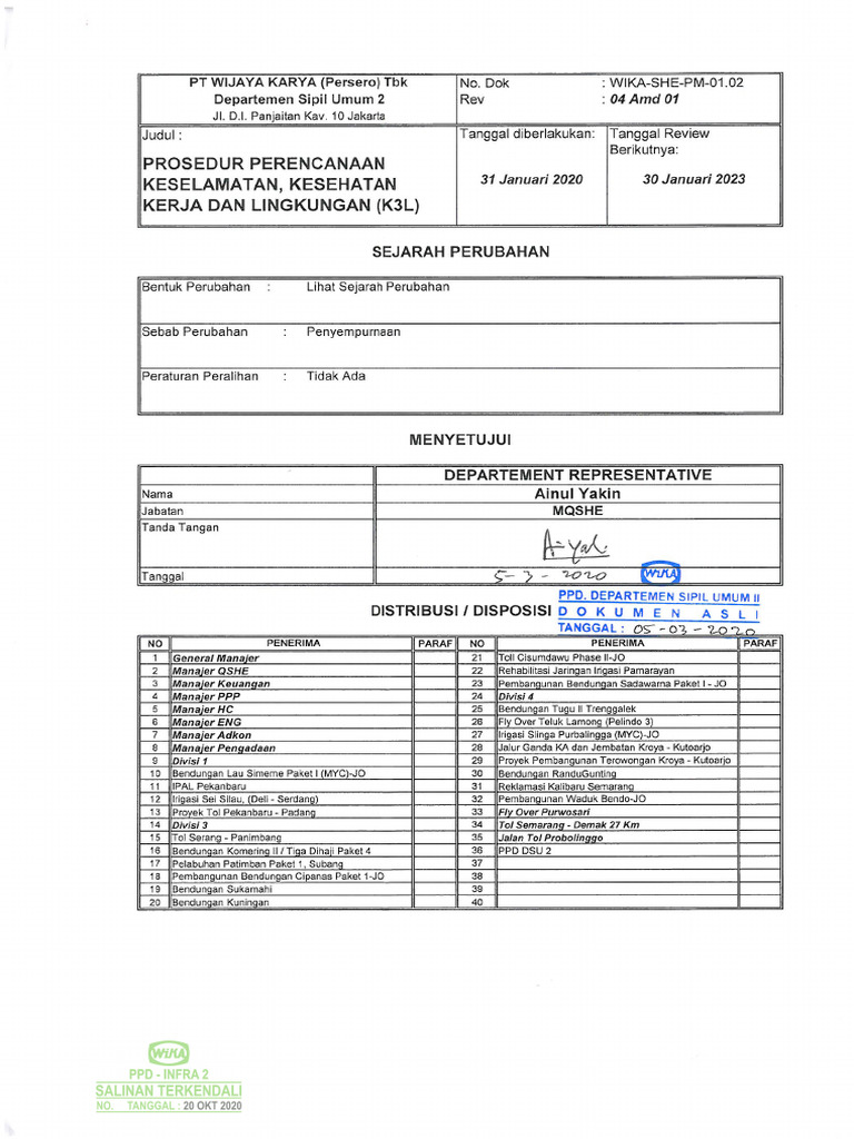 02 WIKA-SHE-PM-01.02 - PROSEDUR PERENCANAAN KESELAMATAN, KESEHATAN KERJA DAN LINGKUNGAN (K3L ...