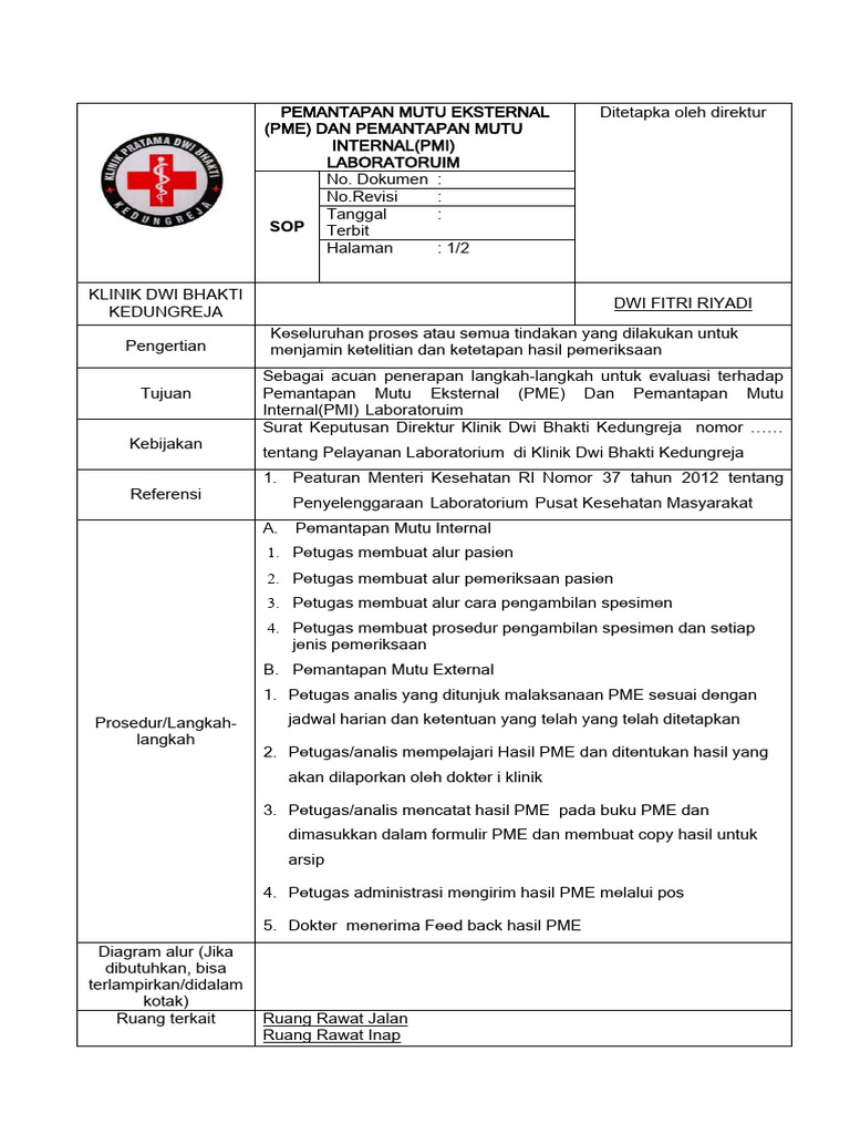 SOP PMI Dan PME LAB | PDF | Teknologi & Rekayasa