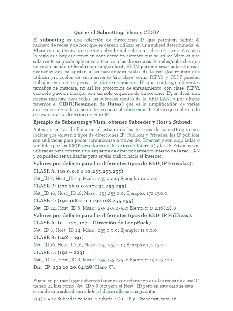 Qué Es El Subnetting | Descargar gratis PDF | Dirección IP ...