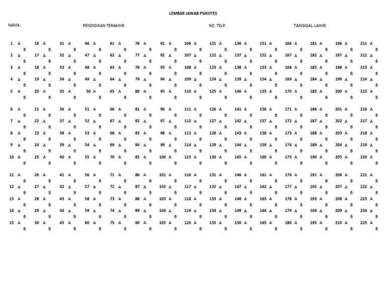 Lembar Jawab EPPS | PDF