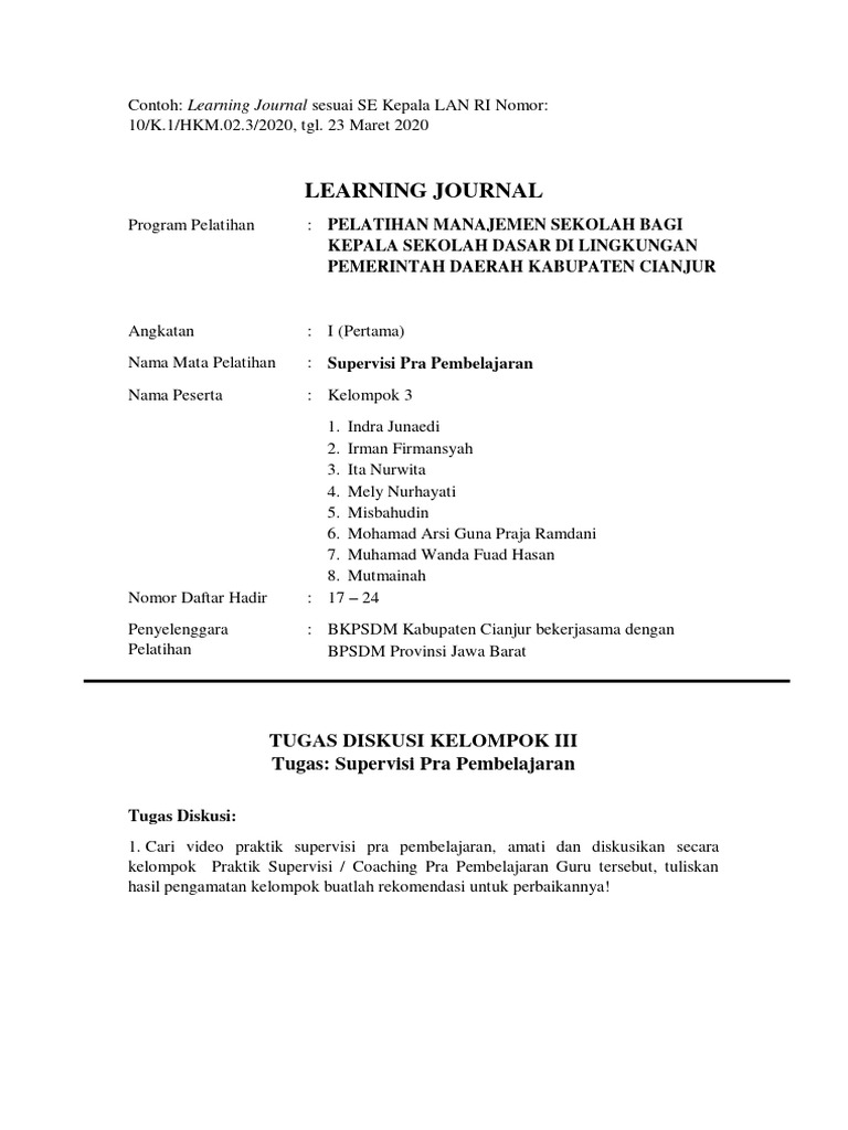 Tugas Kelompok III Supervisi Pra Pembelajaran Dan Telaah RPP | PDF