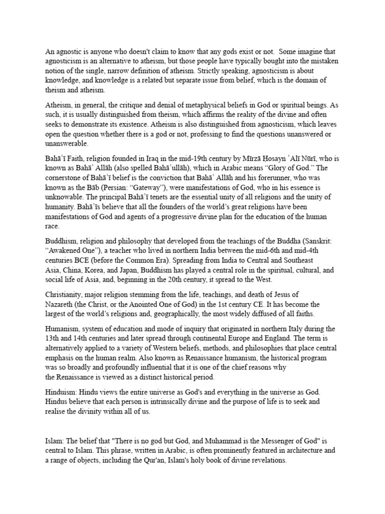 Religion | PDF | God | Agnosticism