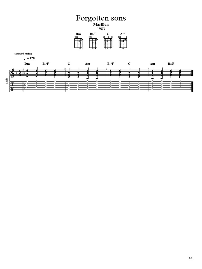 Marillion's Forgotten Sons Tabs | PDF