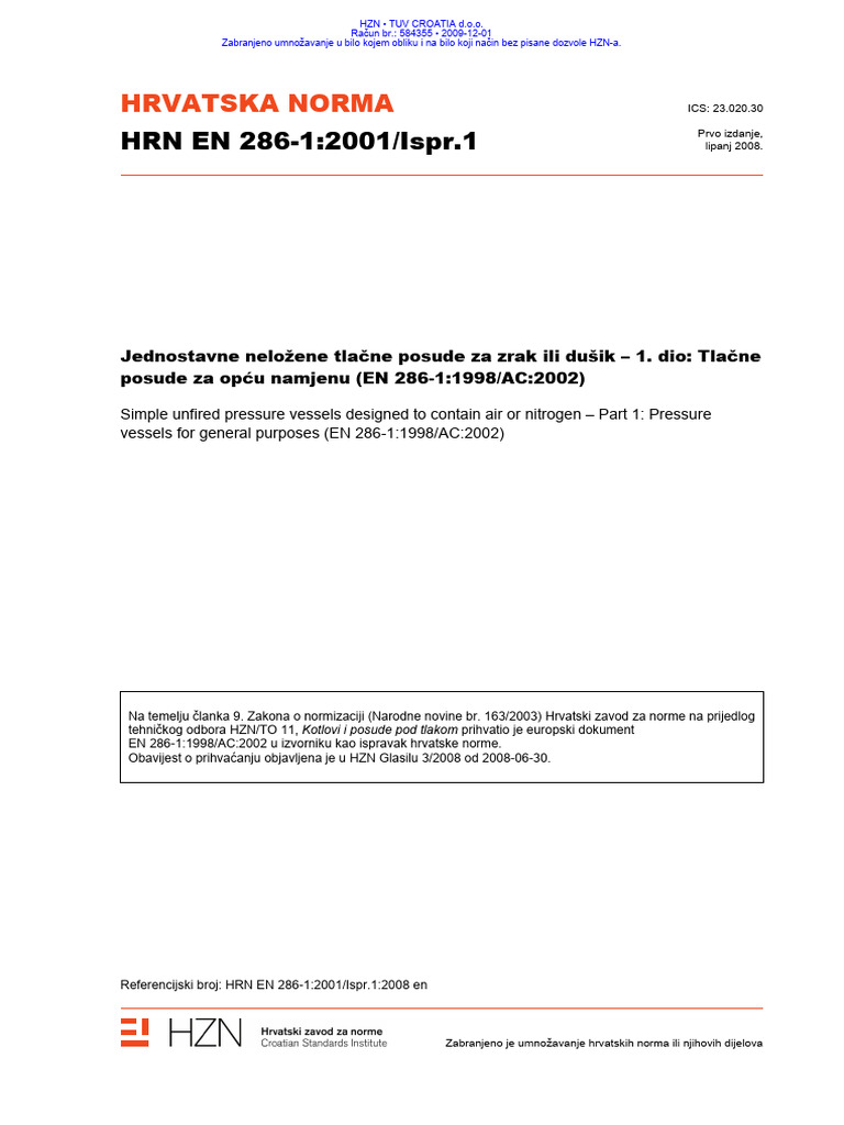 HRN en 286-1 - 2001 - A1 2002 | PDF