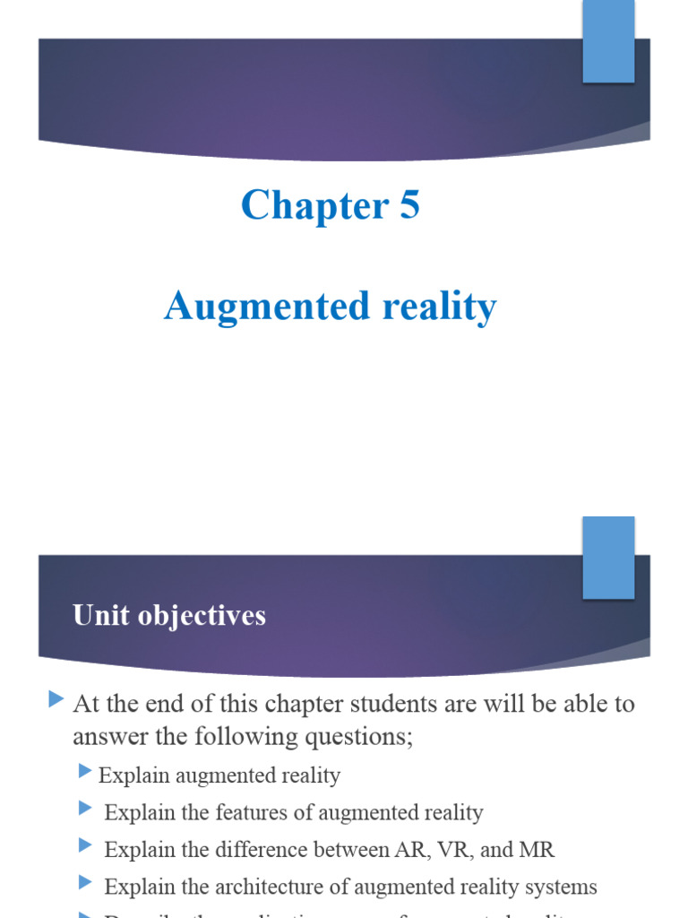 Chapter - 5 - Augumented Reality (AR) | PDF | Virtual Reality ...
