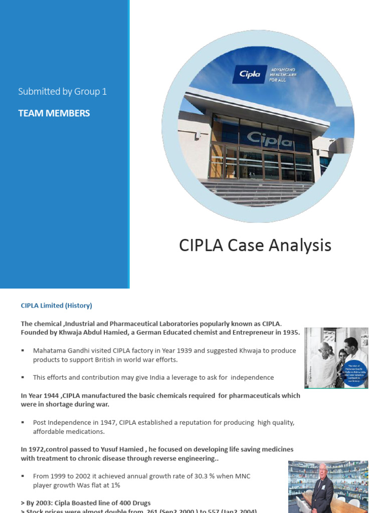 Cipla Case Study ATSC MBA PGDM Project | PDF | Generic Drug | Pharmaceutical Industry