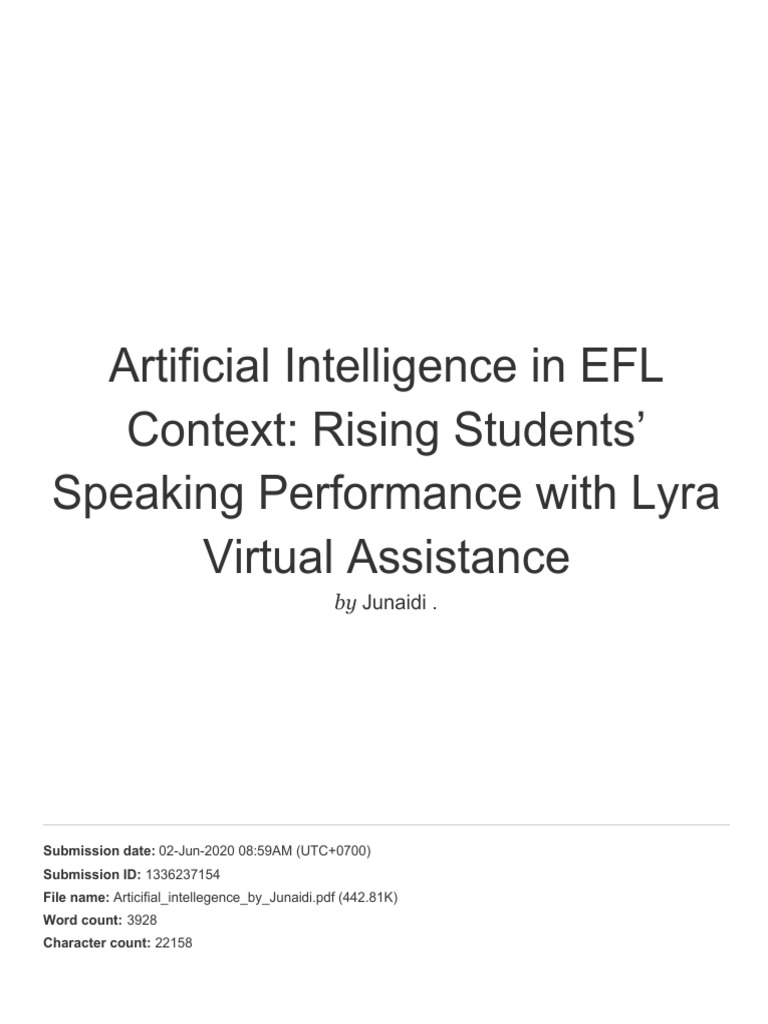 Artificial Intelligence in EFL Context - Rising Students' Speaking ...