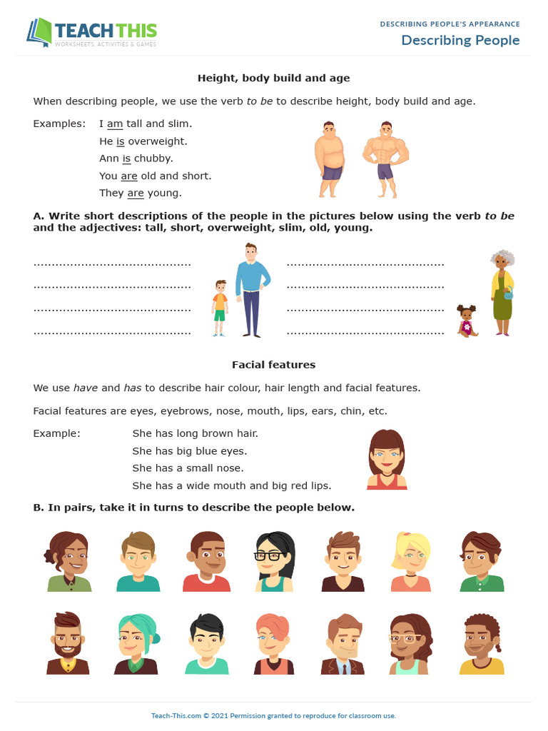 3.describing People | PDF | Face | Human Head And Neck