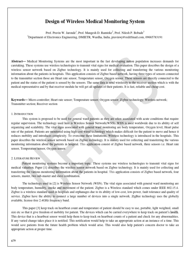 Design of A Wireless Medical Monitoring System 5880 AqzbA2o | PDF ...