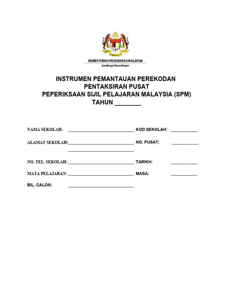 Instrumen Pemantauan Perekodan PP | PDF