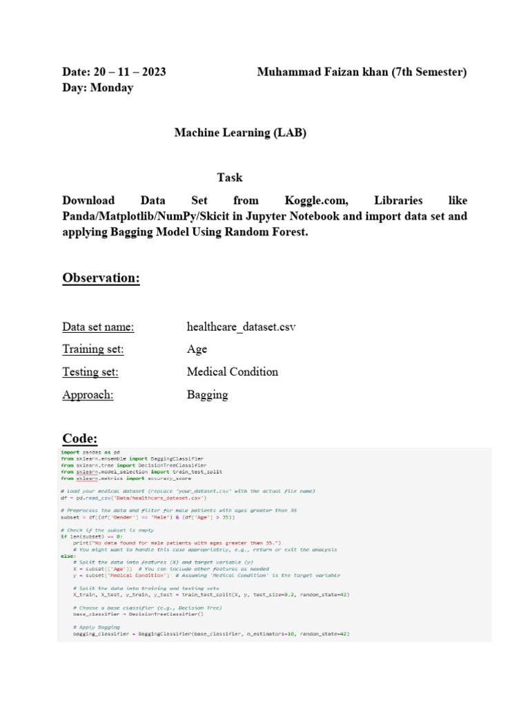 ML LAb Task | PDF | Statistical Classification | Computer Programming