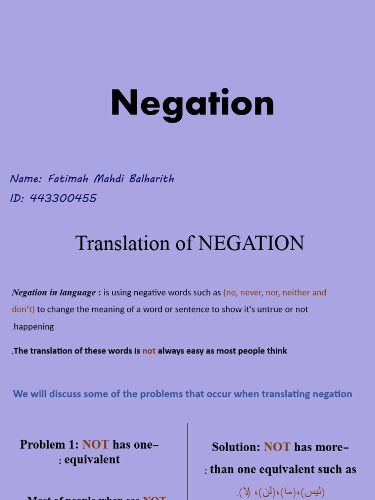 Arabic Negation Translation Guide | PDF | Linguistics