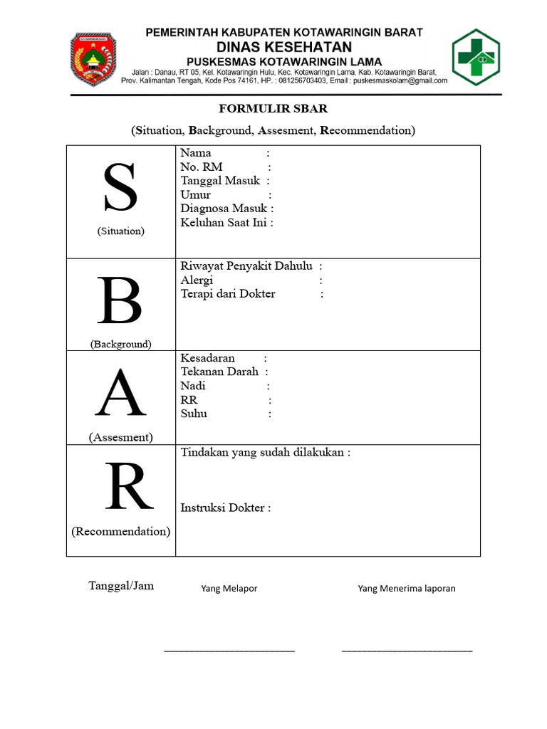 Formulir Sbar Rujukan | PDF