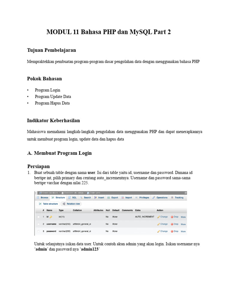 MODUL 11 Bahasa PHP Dan MySQL | PDF | Komputer