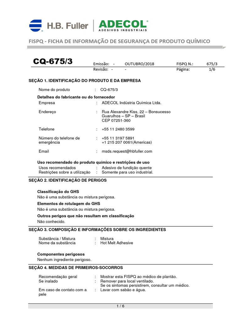Cq-675-3 Fispq Hot Mel Adecol | PDF | Desperdício | Solubilidade