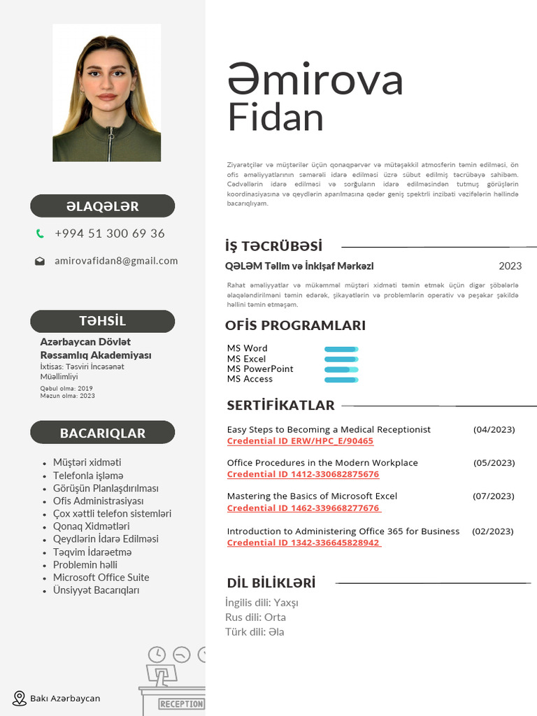 Əmirova Fidan CV R.1 | PDF