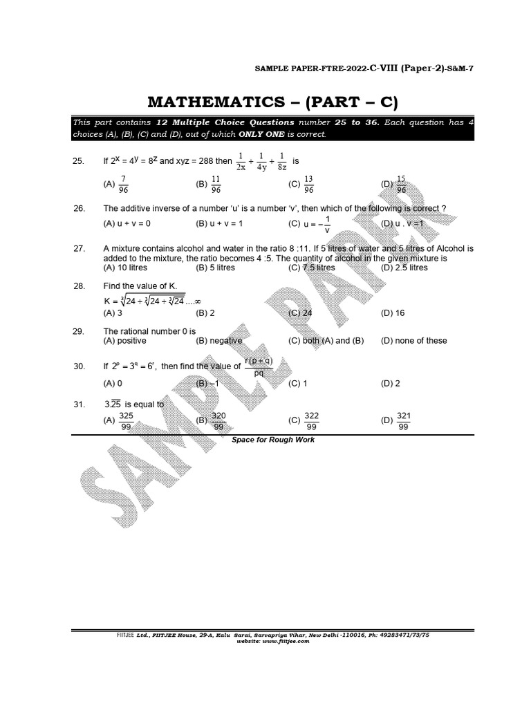 Ftre 2022 8th p2 Sample Paper Math | PDF | Classical Geometry ...