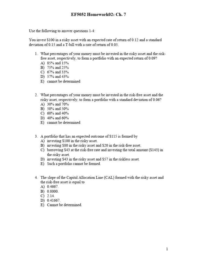 HW02 | PDF | Modern Portfolio Theory | Investing