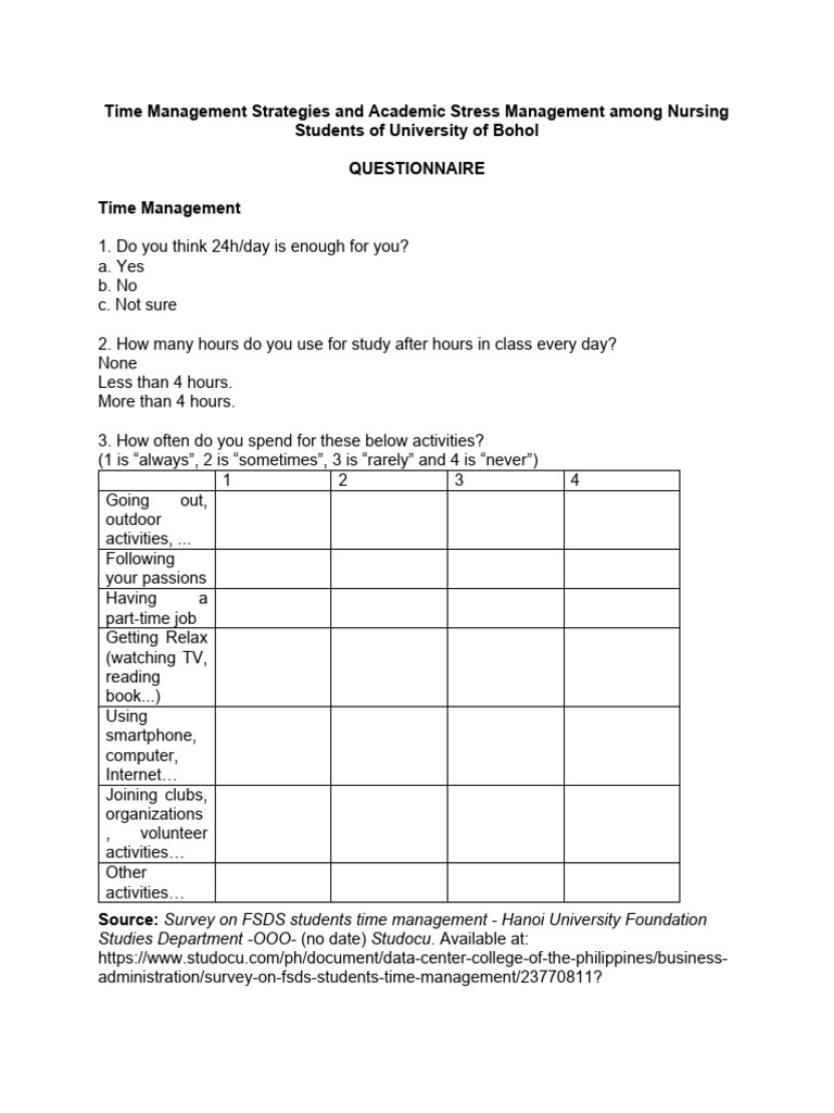 Time Management Strategies and Academic Stress Management Among Nursing ...