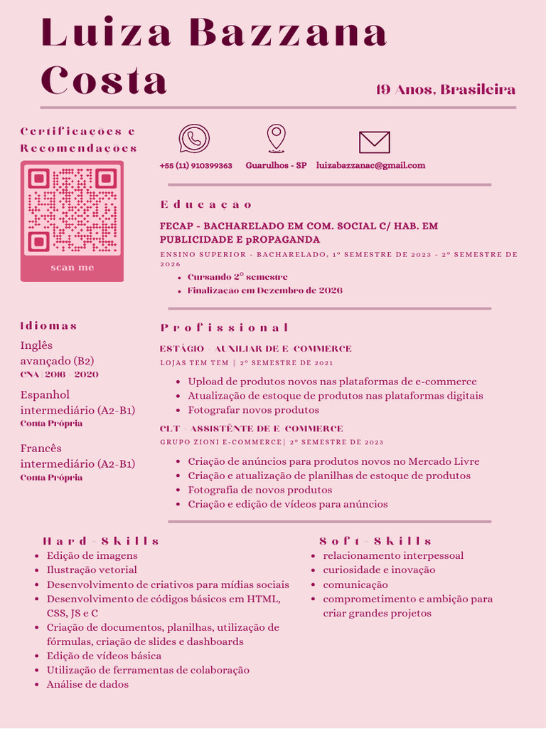 Curriculo-Luiza-Bazzana 20230919 202522 0000 | PDF | E-commerce | Publicidade