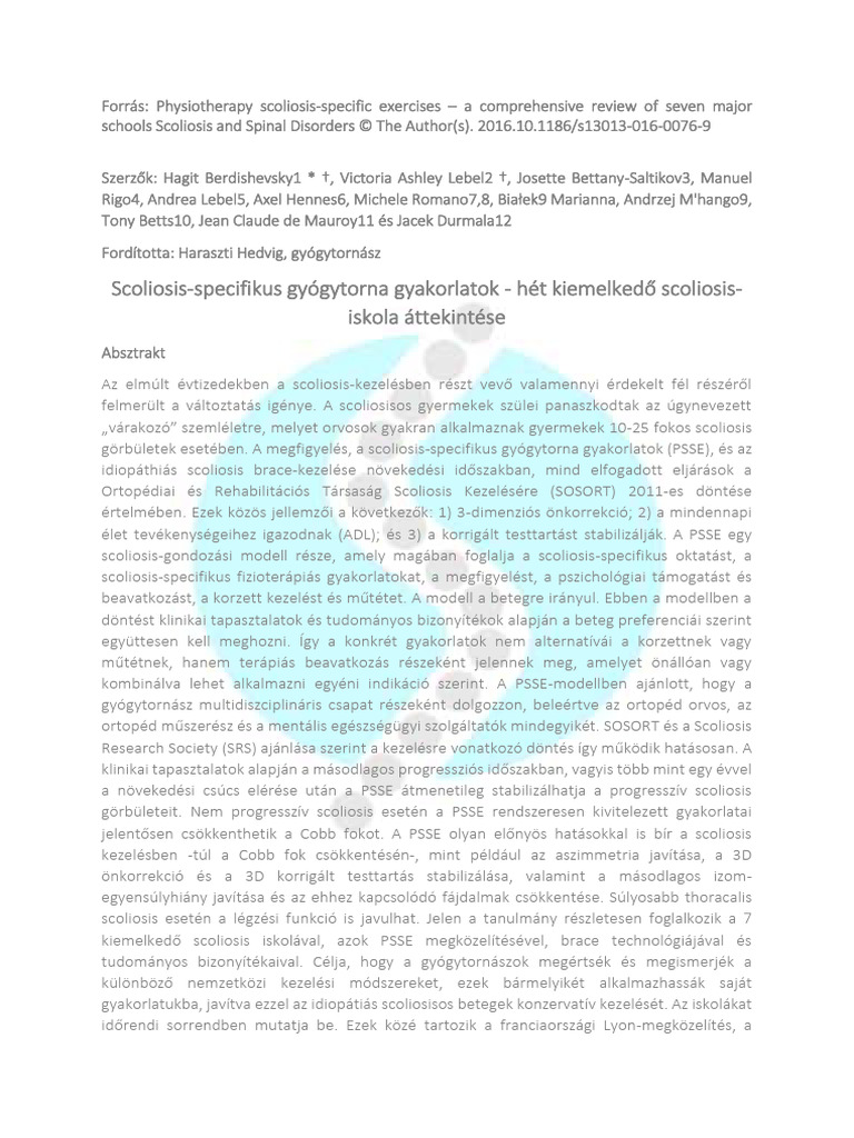 Hét Kiemelkedő Scolioso Iskola | PDF