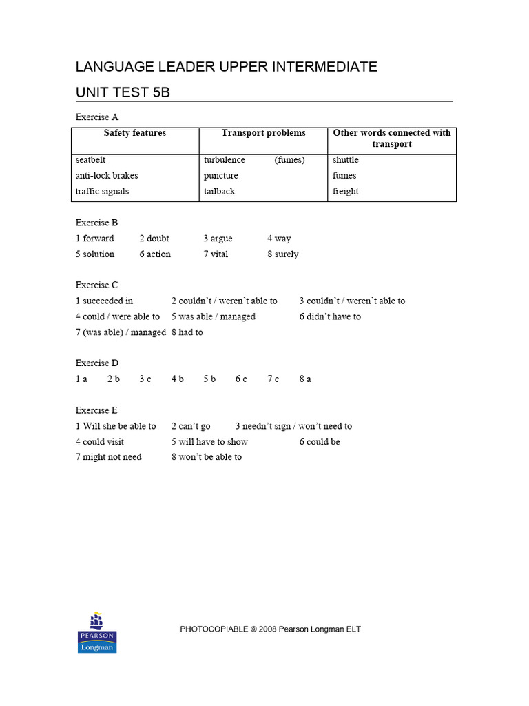 Unit 5B Answer Key | PDF